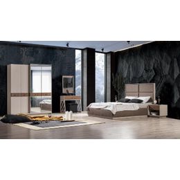 JVmoebel Schlafzimmer-Set Schlafzimmer Set Luxus Bett und Nachttisch Kleiderschrank 3tlg Möbel