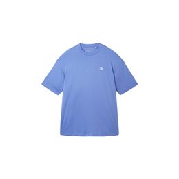 Tom Tailor Denim Herren Oversized T-Shirt, blau, Logo Print, Gr. XL