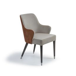 JVmoebel Armlehnstuhl Luxus Stuhl mit Armlehnen Grau Polstersitz Modern Esszimmer Designer (1 St)