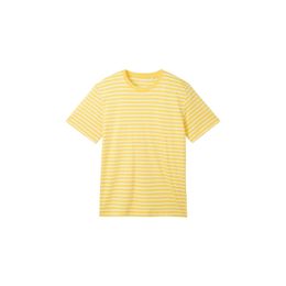 Tom Tailor Herren Gestreiftes T-Shirt, gelb, Streifenmuster, Gr. S