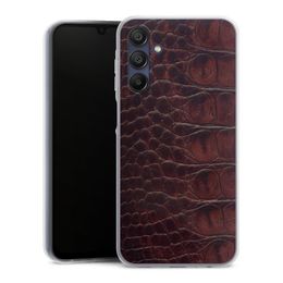 DeinDesign Galaxy A15 Handy Silikon H&uuml;lle Case transparent Handyh&uuml;lle Leather Crocodile Animal Print Silikon Case
