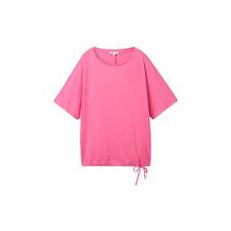 Tom Tailor Damen T-Shirt mit Rundhalsausschnitt, rosa, Uni, Gr. XS