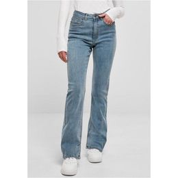 Urban Classics Funktionshose Ladies Highwaist Straight Slit Denim Pants Damen Jeans