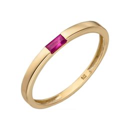 Schmuck Krone Goldring Ring mit rotem Rubin 375 Gelbgold Goldring