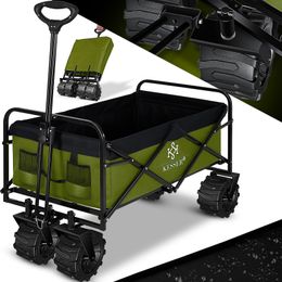 Kesser® Bollerwagen faltbar mit Breite Reifen Handwagen Transportkarre Gerätewagen inkl. 2 Netztaschen klappbar Kunststoff-Reifen bis 120 kg Tragkraft transportwagen Gartenanhänger