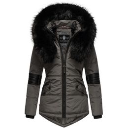 Navahoo Damen Winterjacke edle Steppjacke mit Schwarzem Kunstpelzkragen Nirvana