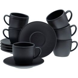 Creatable Cappuccinotasse Soft Touch Black, Steinzeug, 12-teiliges Set, mit Untertasse, schwarz