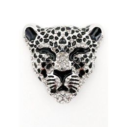 Firetti Brosche Schmuck Geschenk Ansteckschmuck Leopard, mit Strasssteinen, schwarz