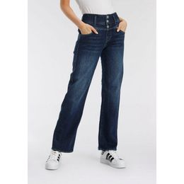 Herrlicher Straight-Jeans RAYA mit seitlichen Keileinsätzen für eine streckende Wirkung, blau