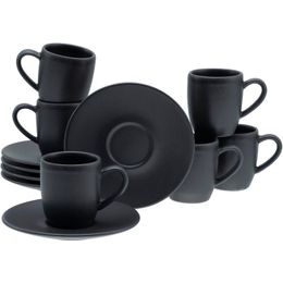 Creatable Espressotasse Soft Touch Black, Steinzeug, 12-teilig, inkl. Untertasse, schwarz