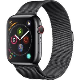 Apple Watch (Series 4) 2018 GPS + Cellular 44 mm - Rostfreier Stahl Space Grau - Milanaise Armband Schwarz