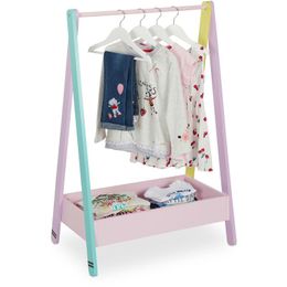 Kinder Kleiderständer, Kleiderstange für Kinderzimmer, mit Ablage, hbt: 99x64,5x42 cm, Kindergarderobe, bunt - Relaxdays