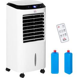 HOMCOM Mobile Klimaanlage mit Luftbefeuchtung Wasserkühlung Klimagerät Luftkühler 8h Timer Fernbedienung Nutzungsraum 20㎡ 600W ABS Weiß+Schwarz 38,2