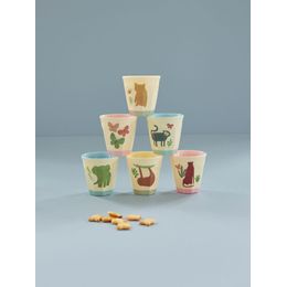 Rice Kleine Melamin Becher Sweet Jungle Print - 6er Set, 6 Pack - 160 ml, L:30 cm, B:8 cm, H:11 cm