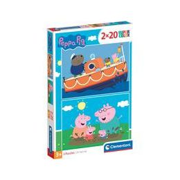 Clementoni Supercolor - Peppa Pig, Puzzle 2x 20 Teile Teile: 40 (2x 20) Altersangabe: ab 36 Monaten