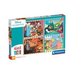 Clementoni Supercolor 4 in 1 - Disney Classics, Puzzle 4 Puzzle (12-24 Teile) Teile: 72 (1x 12, 1x 16, 1x 20, 1x 24) Altersangabe: von 36 Monaten bis 5 Jahren