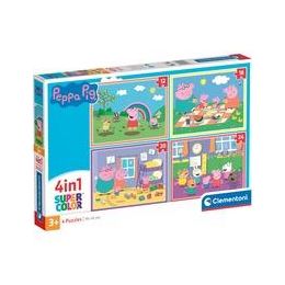 Clementoni Supercolor 4 in 1 - Peppa Pig, Puzzle 4 Puzzle (12-24 Teile)