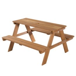 Roba Kindersitzgruppe 'Outdoor+', wetterfeste Sitzgarnitur 'Picknick for 4', Massivholz, Teak-Optik