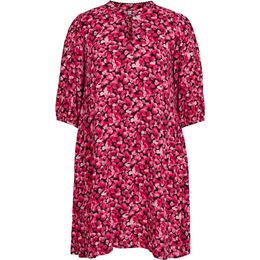 EVOKED VILA Sommerkleid, Schlüsselloch-Ausschnitt, floral, für Damen, pink, 50