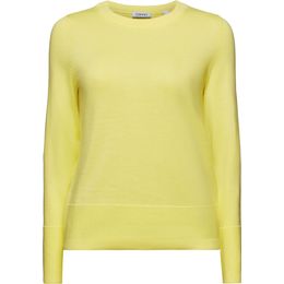 Esprit Pullover, Baumwolle, Rippbündchen für Damen, gelb, M