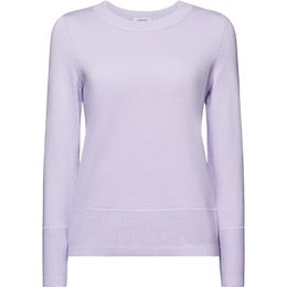 Esprit Pullover, Baumwolle, Rippbündchen für Damen, lila, M