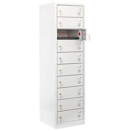 LÜLLMANN LÜLLMANN Schließfachschrank mit Ladefunktion lichtgrau 526440, 10 Schließfächer 50,0 x 50,0 x 180,0 cm