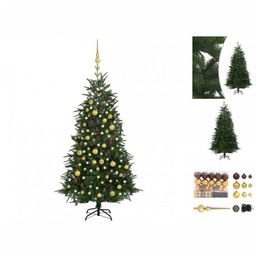 vidaXL Künstlicher Weihnachtsbaum Künstlicher Weihnachtsbaum LEDs Kugeln Grün 180 cm PVC PE