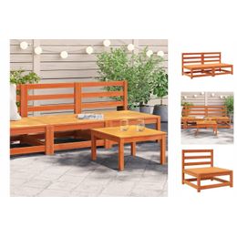 vidaXL Gartenbank Gartensofas ohne Armlehnen 2 Stk Wachsbraun Massivholz Kiefer