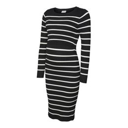 MAMALICIOUS Shirtkleid Langarm Umstands Kleid Knielanges Shirt Dress MLNEWSIV (kurz) 5689 in Schwarz-Weiß