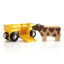 Brio Holz-Spielzeug WAGGON MIT KUH 2-teilig in bunt