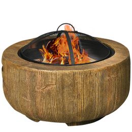 Outsunny Feuerstelle mit seitlichen Griffen braun (Farbe: braun)