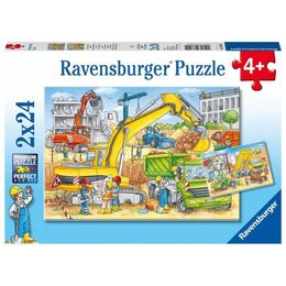 RAVENSBURGER VERLAG Ravensburger Kinderpuzzle - 07800 Viel zu tun auf der Baustelle - Puzzle für Kinder ab 4 Jahren, mit 2x24 Teilen