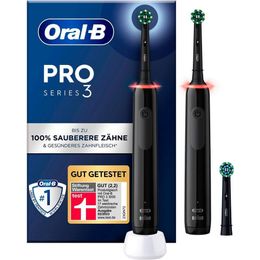 Oral-B Elektrische Zahnbürste Pro 3 3900, Aufsteckbürsten: 3 St., Doppelpack 3 Putzmodi, schwarz