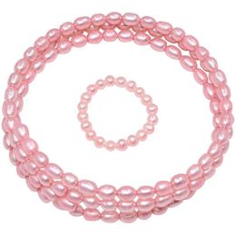 Firetti Schmuckset Multipack Schmuck Geschenk Ring Wickelarmband (Set, 2-tlg), Made in Germany - mit Süßwasserzuchtperlen, rosa