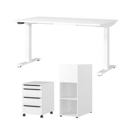 Germania Büromöbel-Set Mailand, (3-St), inkl. Schreibtisch, Rollcontainer und Raumteiler, weiß