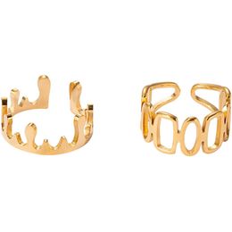 Firetti Ring-Set Multipack Schmuck Geschenk Damenring (Set, 2-tlg), Made in Germany, gelb|goldfarben