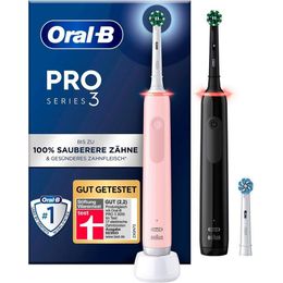 Oral-B Elektrische Zahnbürste Pro 3 3900, Aufsteckbürsten: 3 St., Doppelpack 3 Putzmodi, schwarz