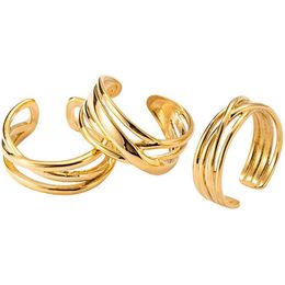 Firetti Ring-Set Multipack Schmuck Geschenk Damenring verschlungen (Set, 3-tlg), Made in Germany, gelb|goldfarben