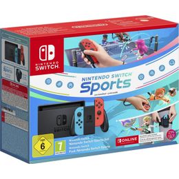 Nintendo Switch r/b + Switch Sports, blau|bunt|rot