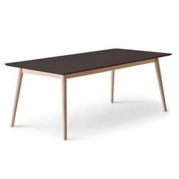 Hammel Furniture Esstisch Meza Designtisch mit Auszugsfunktion und 2 Einlegeplatten, abgerundete Tischplatte MDF, Massivholzgestell, in zwei Breiten, schwarz