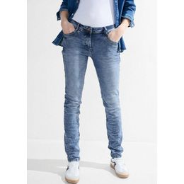 Cecil Slim-fit-Jeans in Used-Optik, blau