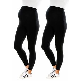 Neun Monate Umstandsleggings, 2er Pack Hose für Schwangerschaft und Stillzeit (Packung, 2-tlg), lange Form, schwarz