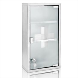 Deuba® Medizinschrank Erste Hilfe groß 48,5 x 25 x 12cm silber