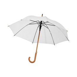 Livepac Office Stockregenschirm Automatik-Regenschirm mit Holzgriff / Farbe: weiß