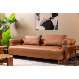 JVmoebel 3-Sitzer Dreisitzer Sofa 3 Sitzer Couch Kunstleder Braun Design Wohnzimmer Neu