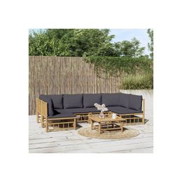 vidaXL Gartenlounge-Set mit Kissen Bambus