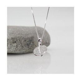 ELLAWIL Silberkette Halskette mit Anhänger Damenkette mit Herzblattanhänger Strasssteine (Kettenlänge 50 cm