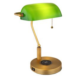 Globo ANTIQUE Bankerlampe Altmessing, 1-flammig