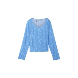 Tom Tailor Denim Damen Bluse mit LENZING(TM) ECOVERO(TM), blau, Allover Print, Gr. XL