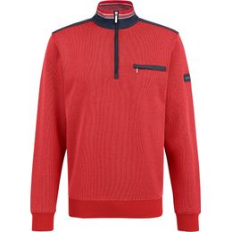 Bugatti Sweatshirt, Troyer-Kragen, Brusttasche, für Herren, rot, L